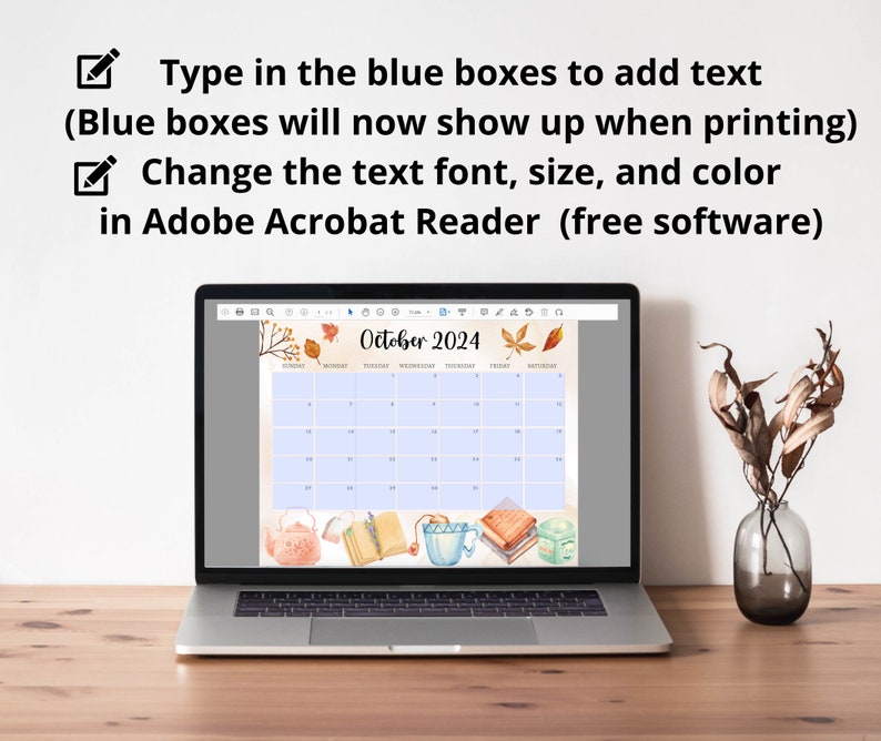 EDITABLE October 2024 Calendar, Printable Wall Calendar 2024, Cute ...