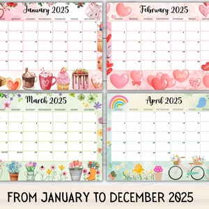 EDITABLE 2025 Calendar Bundle, Fillable Calendar, Cute Printable ...