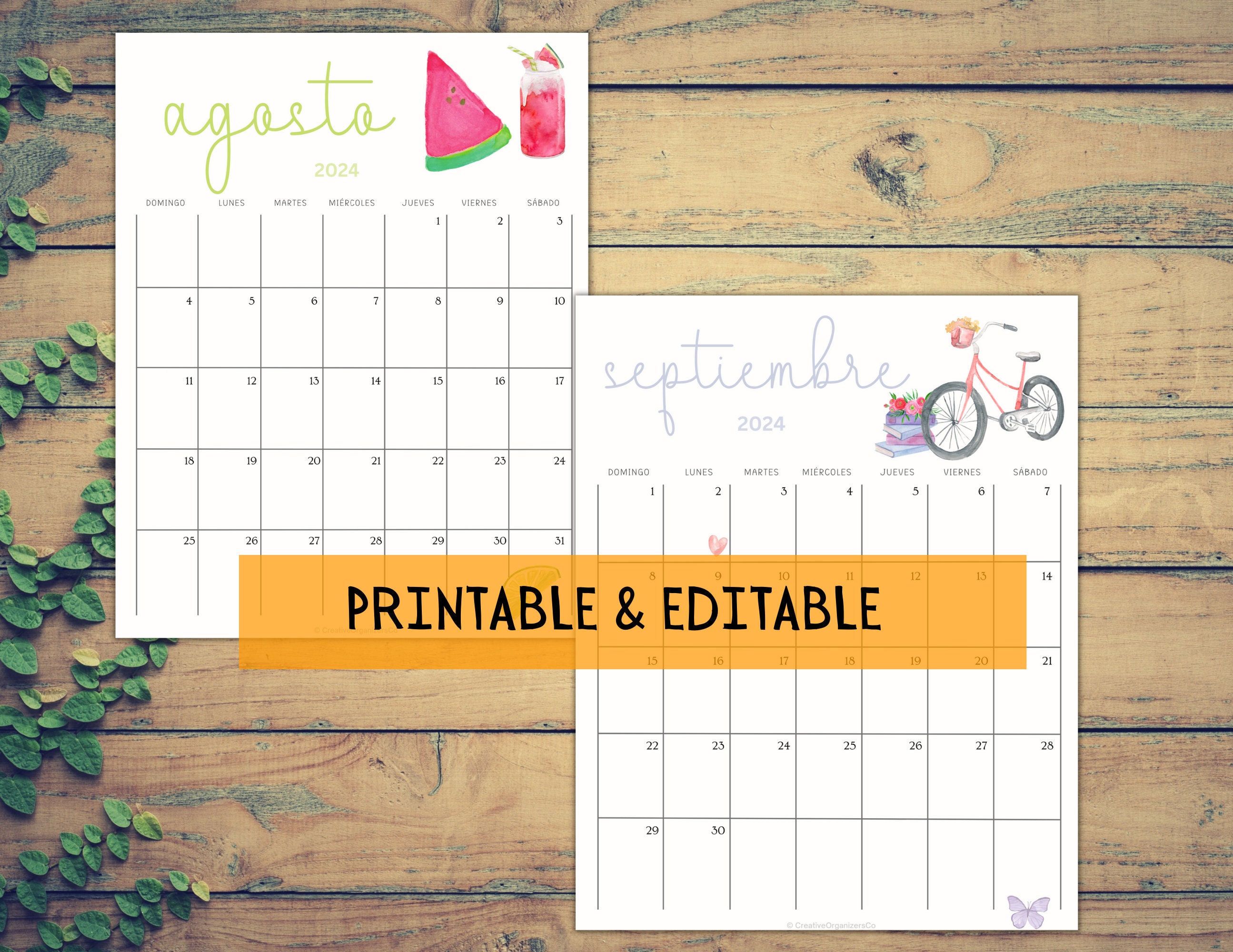 Spanish 2024 EDITABLE Printable Calendar 2024 Calendario En Español ...