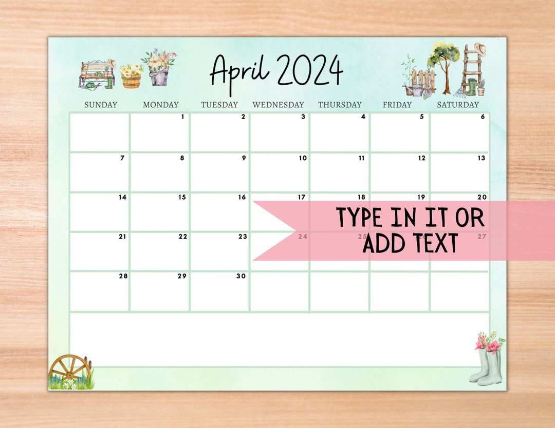 EDITABLE April 2024 Calendar, Spring Calendar With Flowers Planner ...