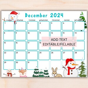 EDITABLE December 2025 Calendar, Fillable Monthly Planner, Printable ...