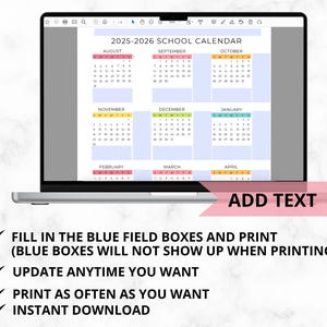Editable School Year Calendar 2025-2026 School Calendar, Printable 2025 ...