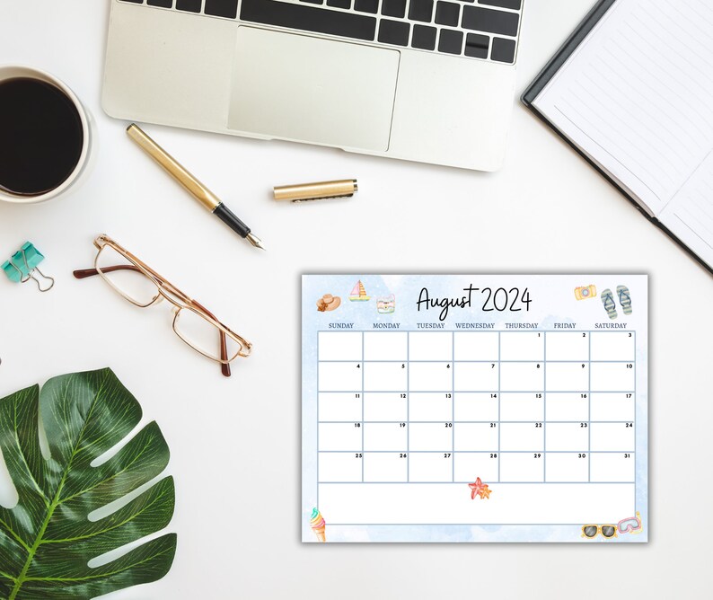 EDITABLE August 2024 Calendar, Printable Fillable Monthly Planner ...