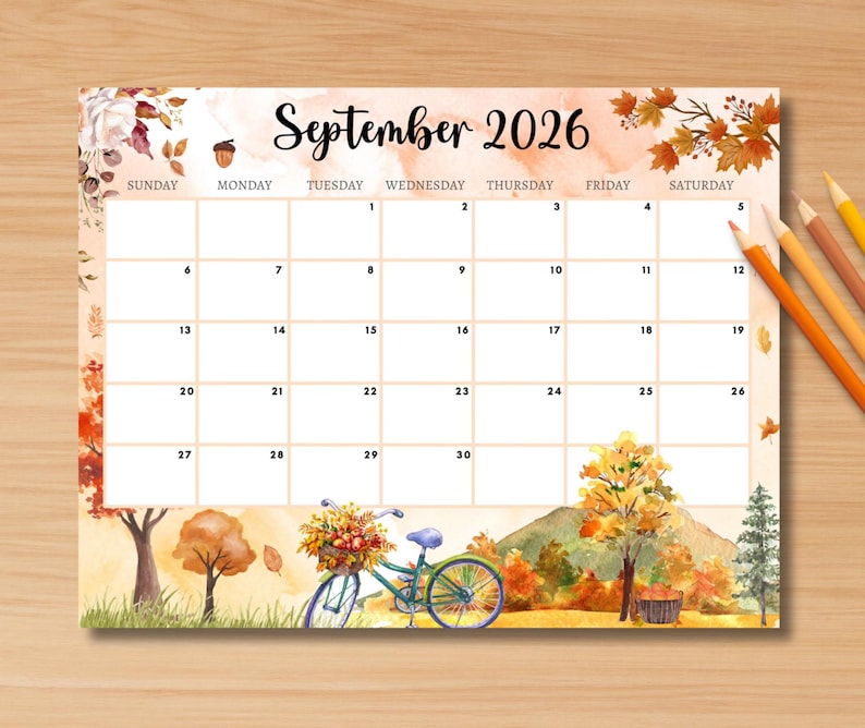 EDITABLE September 2026 Calendar, Printable Monthly Calendar for ...