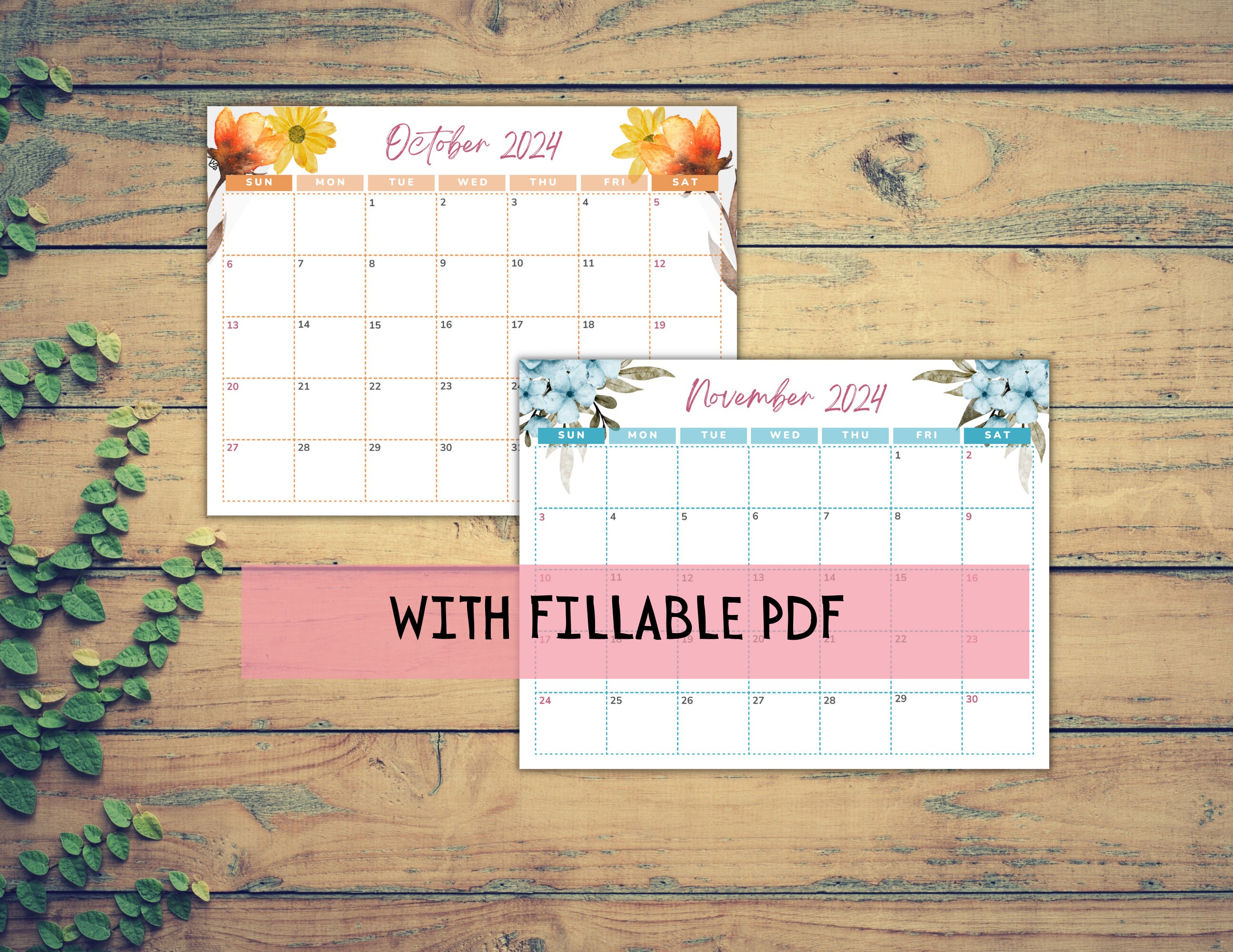 Calendar 2024 EDITABLE Fillable Printable Monthly Calendar Bundle Pack ...