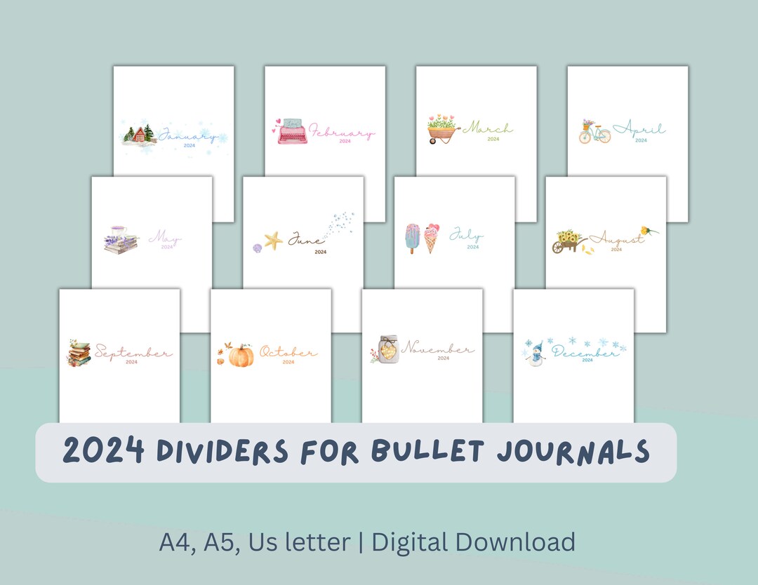 Dividers January to December for Planner, Ring Binder, Bullet Journal ...