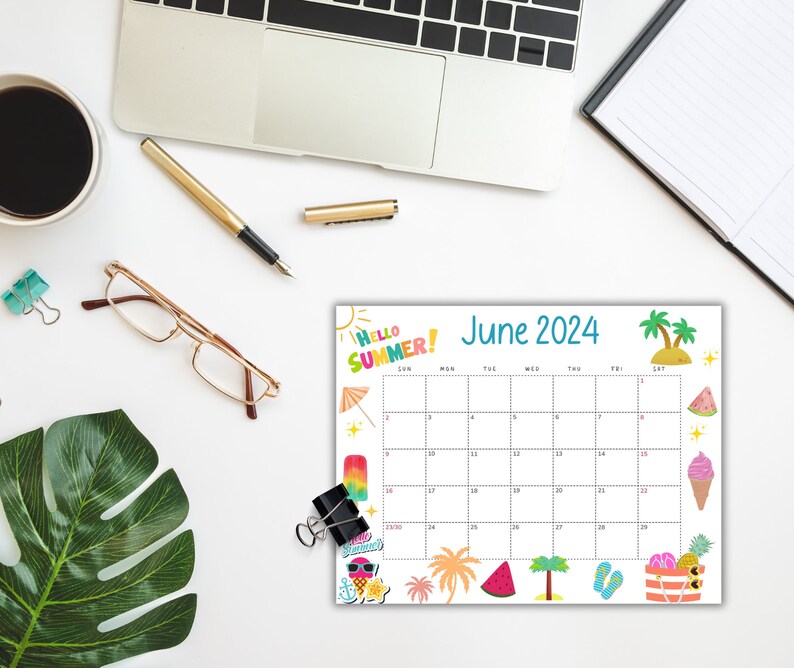 EDITABLE June 2024 Calendar, Printable Fillable Monthly Planner June ...