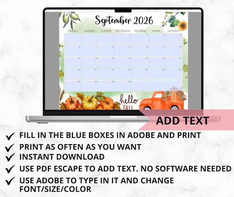 Editable September 2026 Calendar, Fillable Printable Sep Calendar, Sept ...