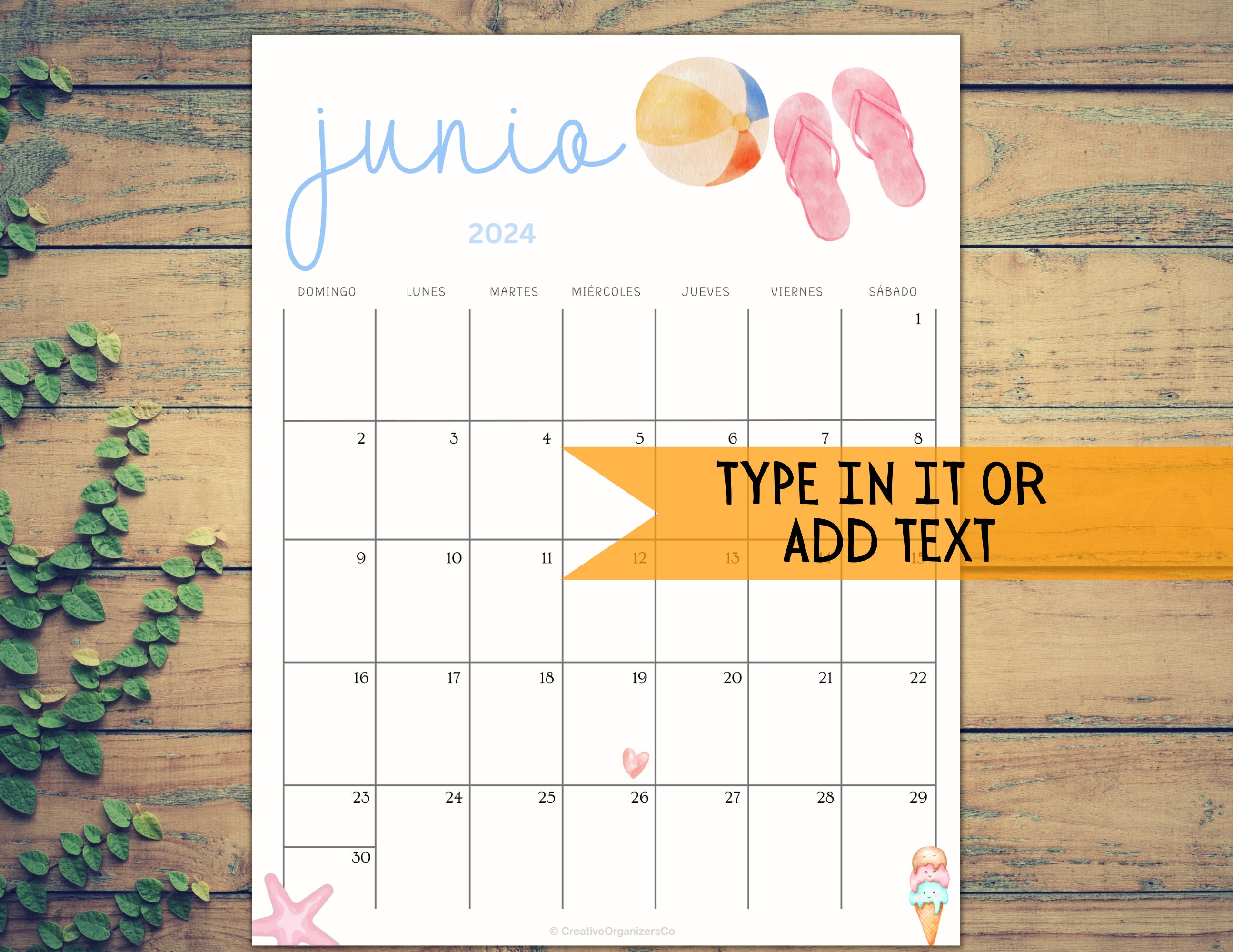 Spanish 2024 EDITABLE Printable Calendar 2024 Calendario En Español ...