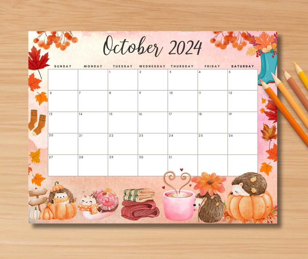 EDITABLE October 2024 Calendar, Printable Monthly Calendar for October ...