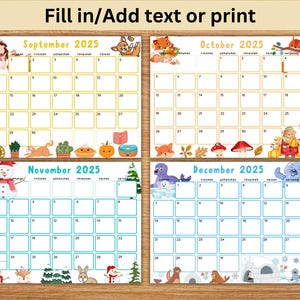 EDITABLE Monthly Calendar 2025 Bundle Pack, Classroom Kids Calendar ...