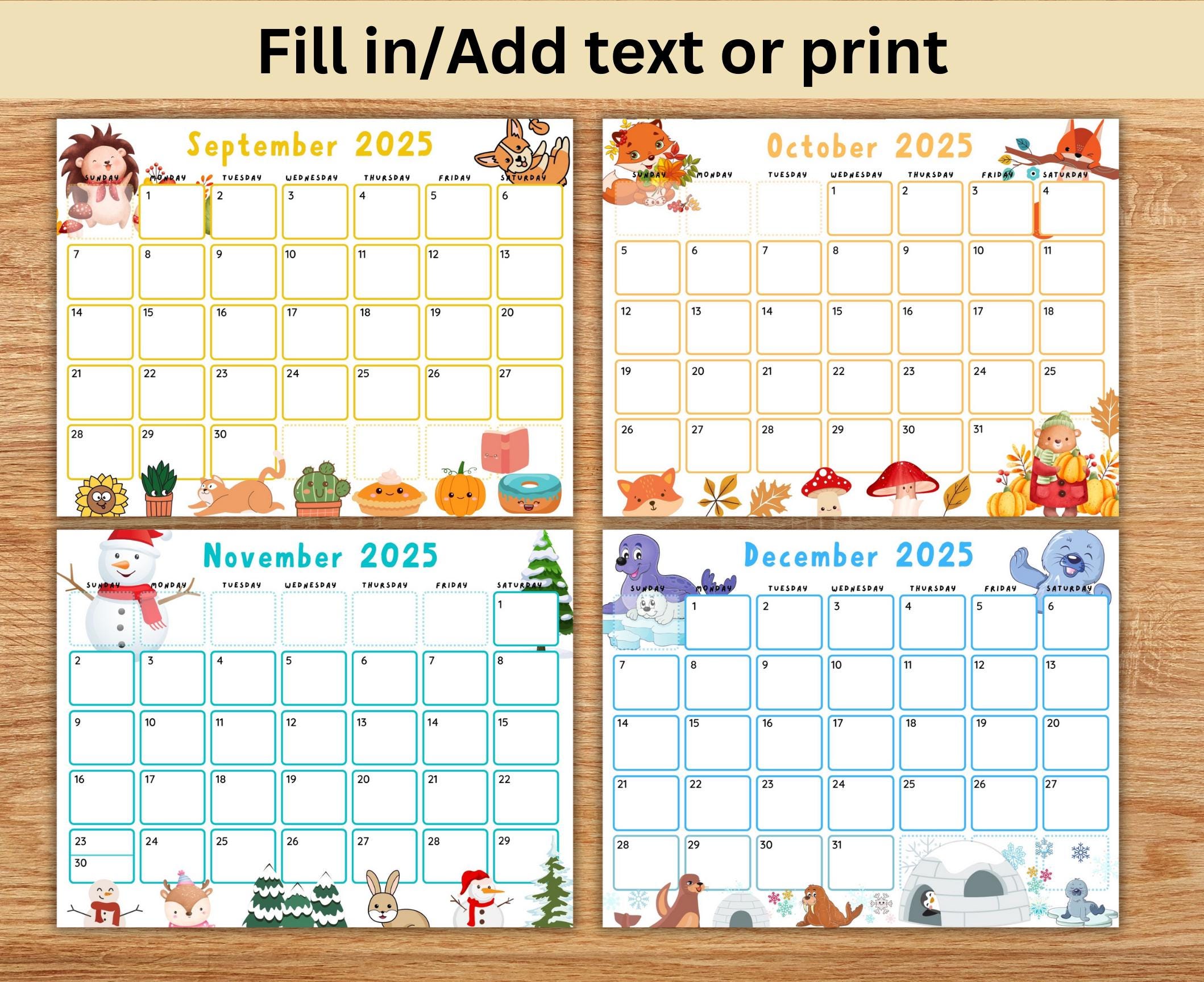 EDITABLE Monthly Calendar 2025 Bundle Pack, Classroom Kids Calendar ...