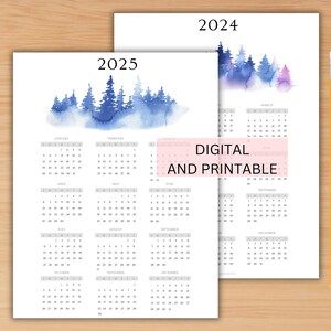 Printable 2025 Yearly Calendar, 2025 Annual Planner Year at a Glance ...
