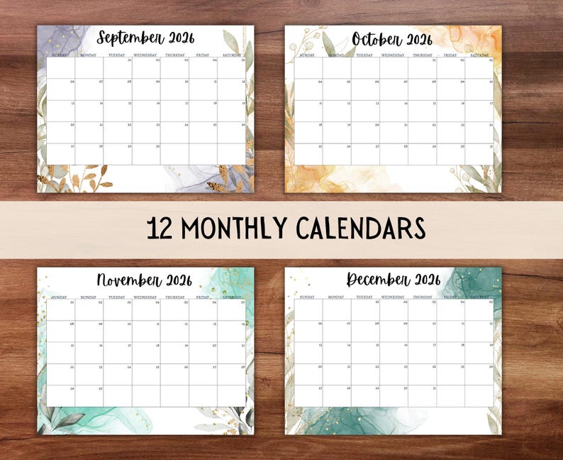 EDITABLE 2026 Calendar Printable Fillable 2026 Monthly Calendar Bundle ...
