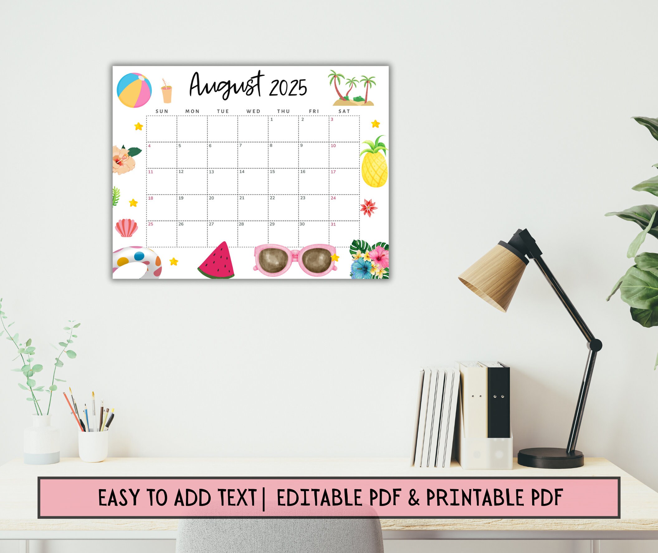 EDITABLE August 2024 Calendar, Fillable Printable Classroom Calendar ...