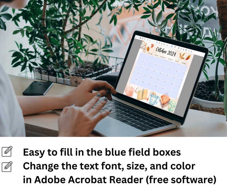 EDITABLE October 2024 Calendar, Printable Wall Calendar 2024, Cute ...