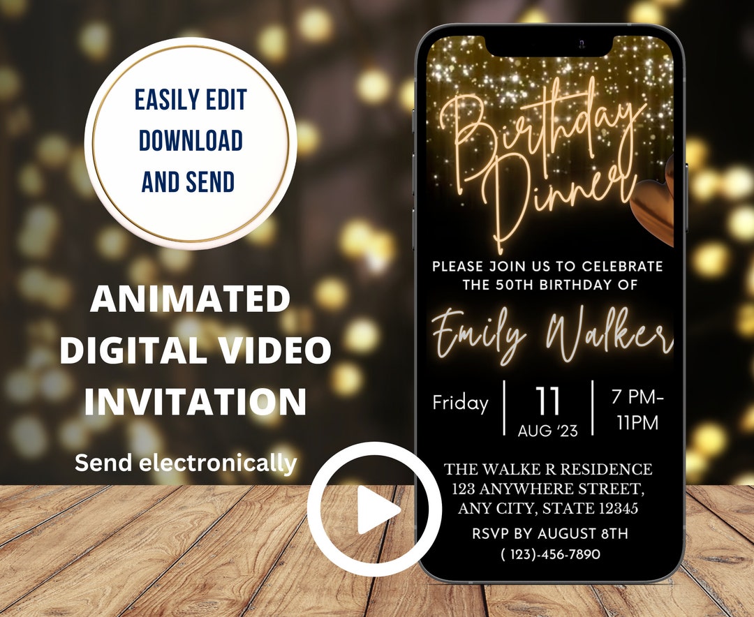 Digital Birthday Party Invitation, Animated Birthday Invitation ...