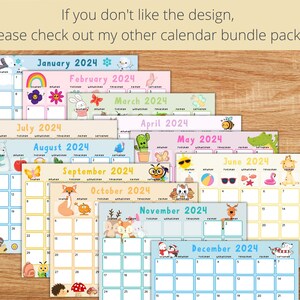 EDITABLE Monthly Calendar 2024 Bundle, Cute Whole Year 2024 Calendar ...