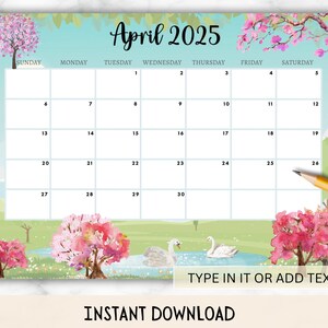 EDITABLE 2025 Calendar Bundle, Fillable Calendar, Cute Printable ...
