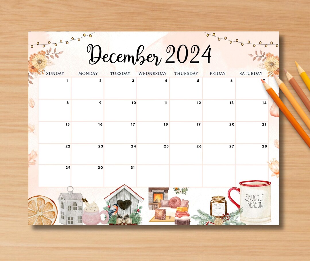 EDITABLE December 2024 Calendar, Printable Wall Calendar 2024, Calendar ...