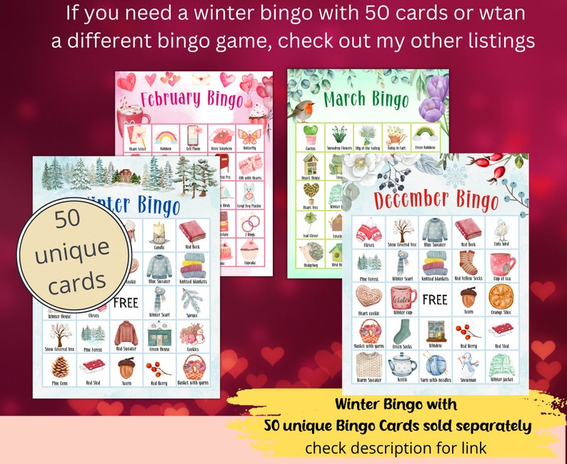 PRINTABLE Winter Bingo Game, Bingo Game, Bingo Games, Bingo Activities ...