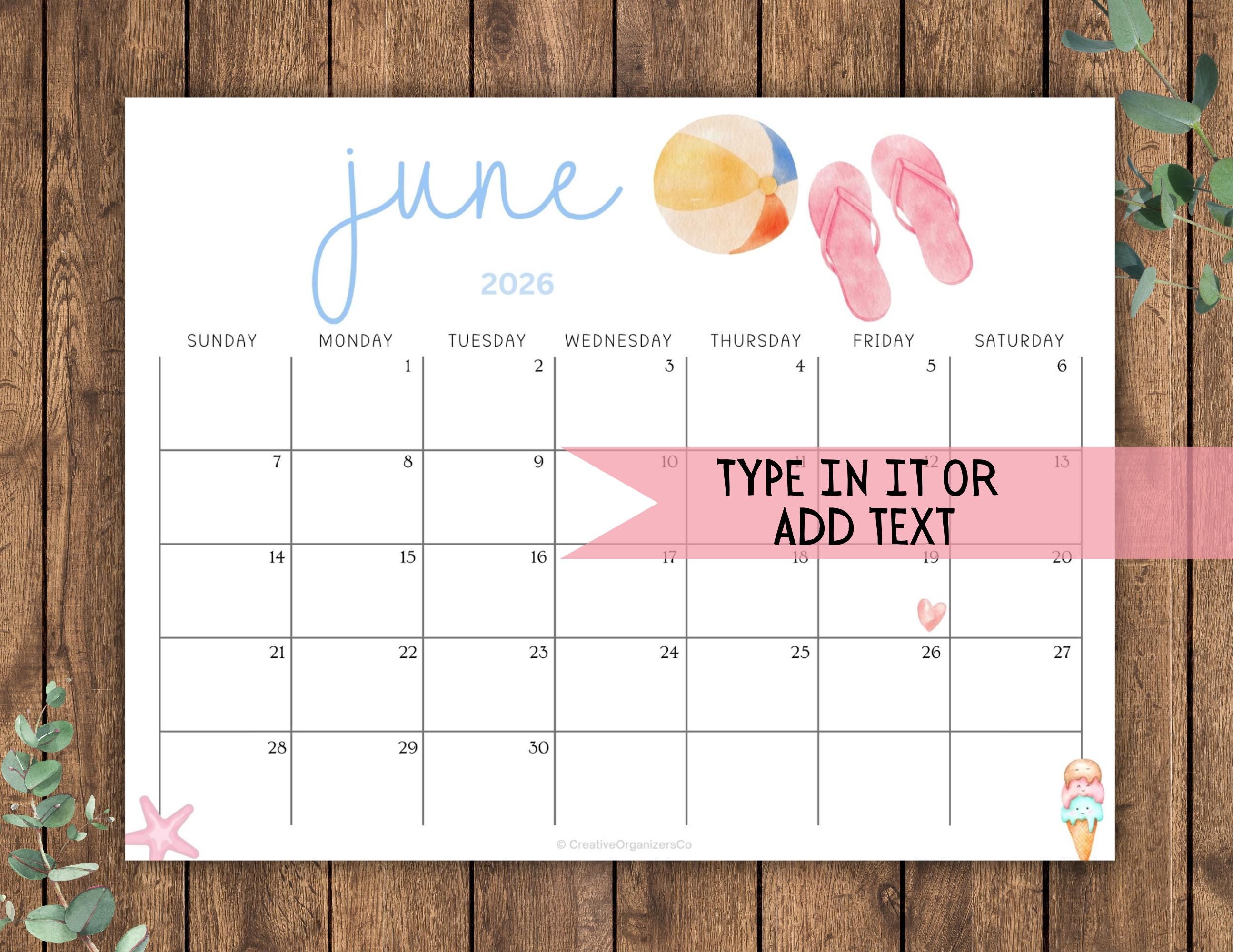 2026 EDITABLE Printable Watercolor Calendar,printable Fillable Monthly ...