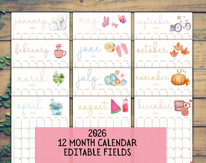 2025- 2026 Editable Printable Calendars | 2025 2026 Minimalist Calendar ...