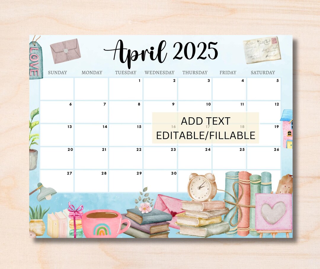 Editable April 2025 Calendar, Printable Office Calendar, Printable ...