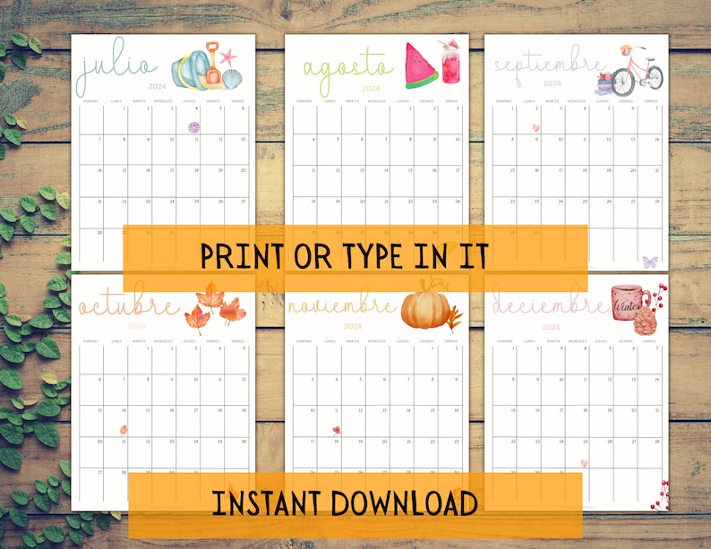 Spanish 2024 EDITABLE Printable Calendar 2024 Calendario En Español ...