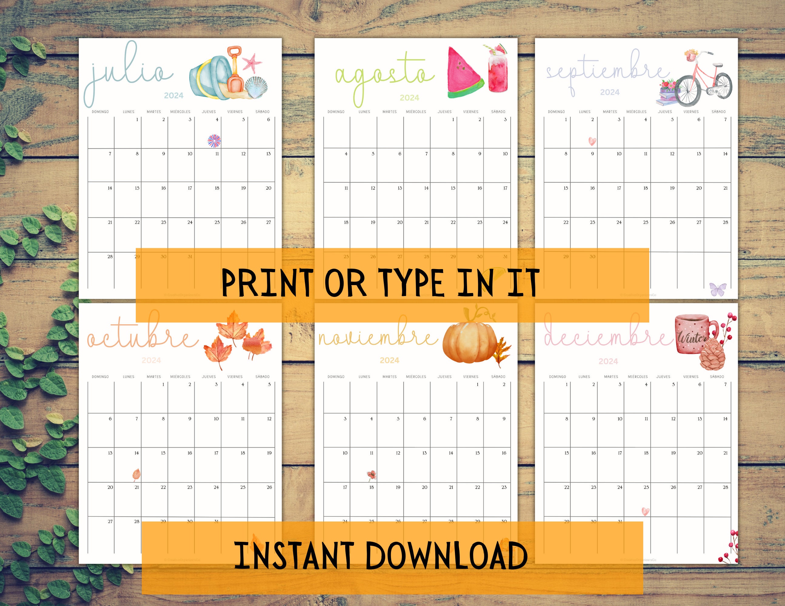 Spanish 2024 EDITABLE Printable Calendar 2024 Calendario En Español ...