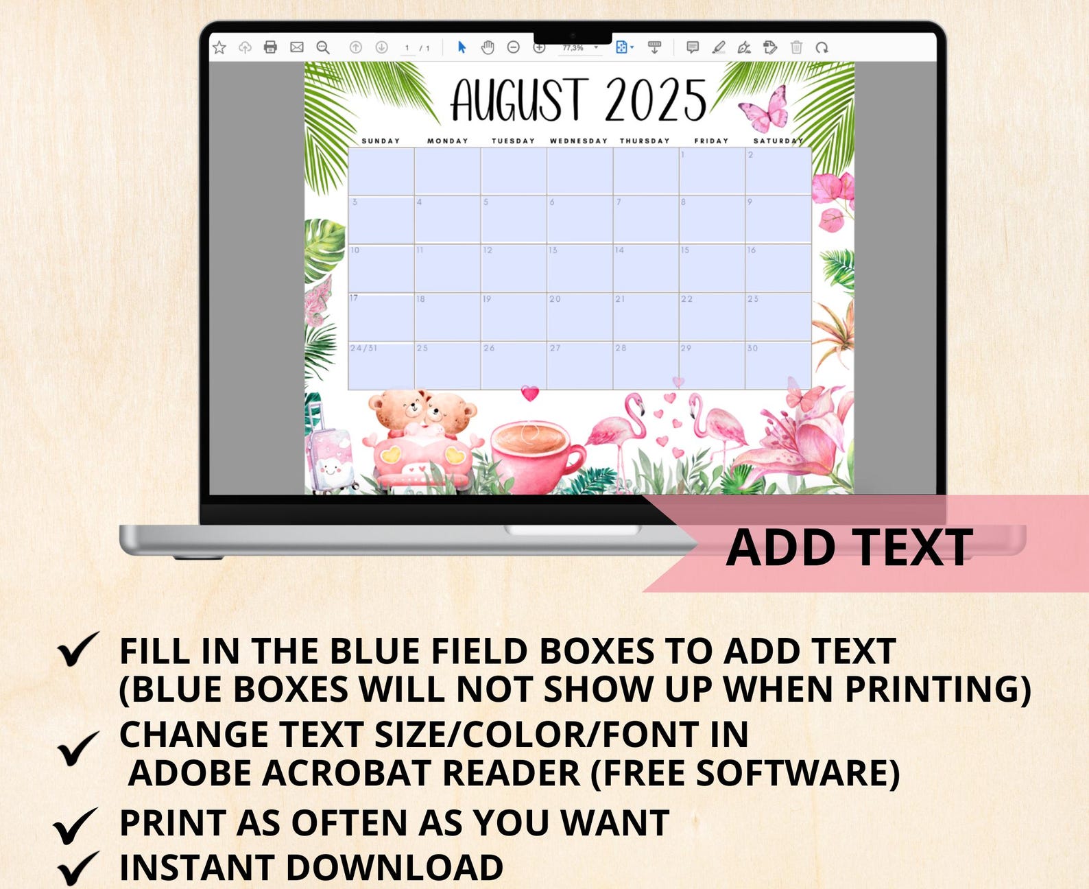 EDITABLE Wall Calendar 2025 Bundle, Pink Calendar W/ Love Hearts Sweets ...