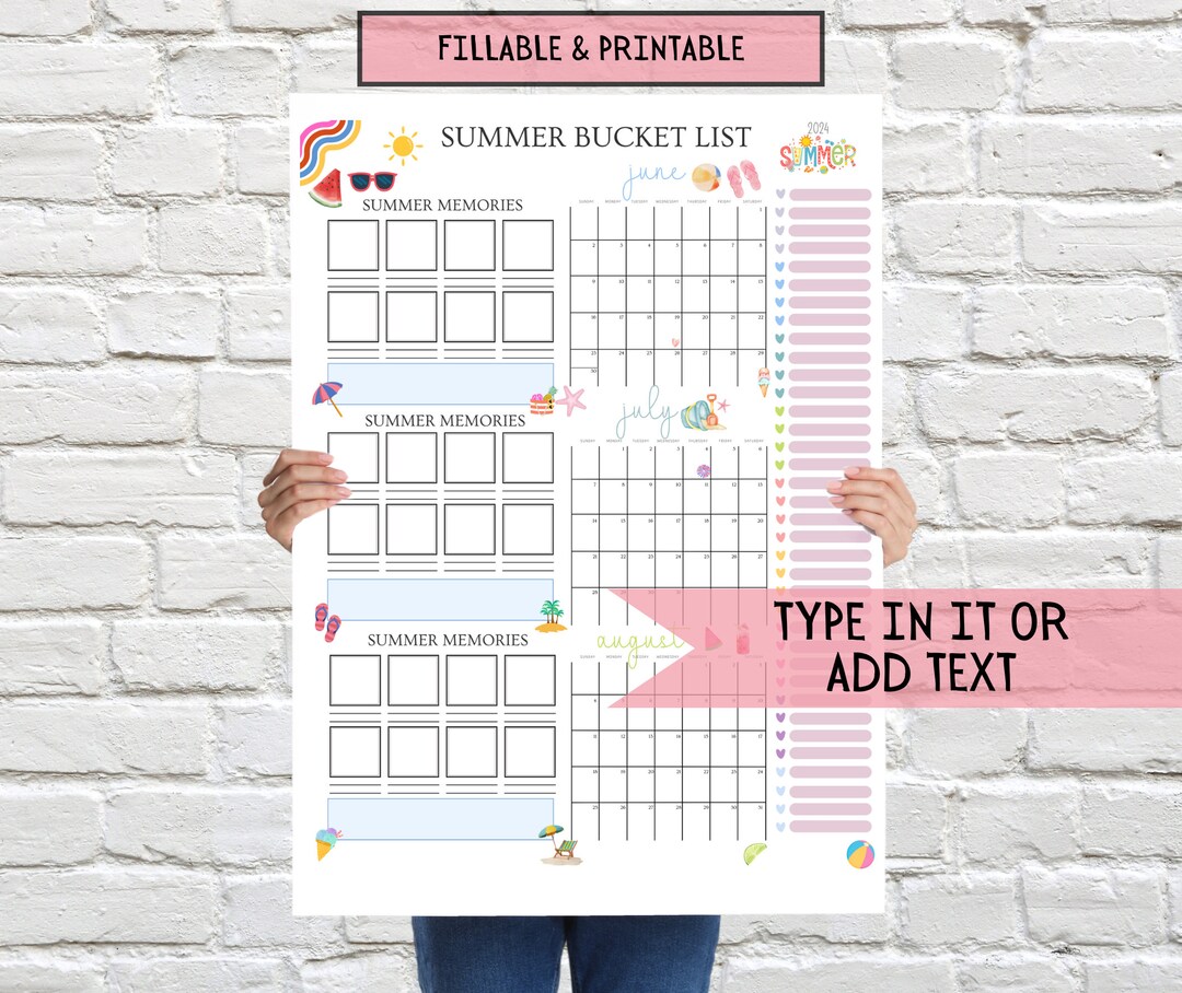 EDITABLE Summer of Fun Poster Summer Calendar Summer Planner Summer ...