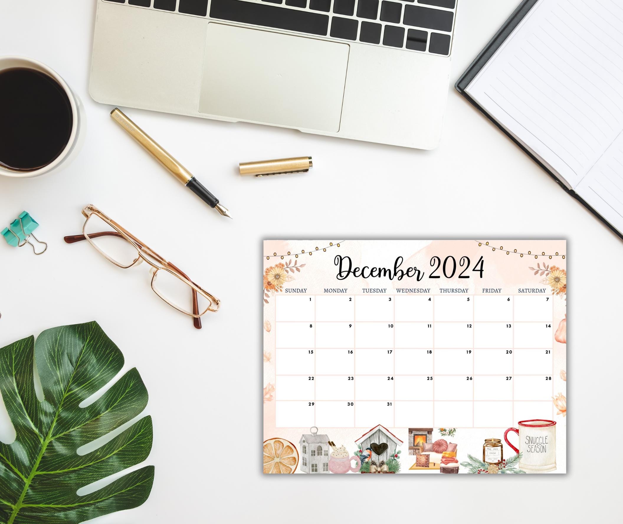 EDITABLE December 2024 Calendar, Printable Wall Calendar 2024, Calendar ...