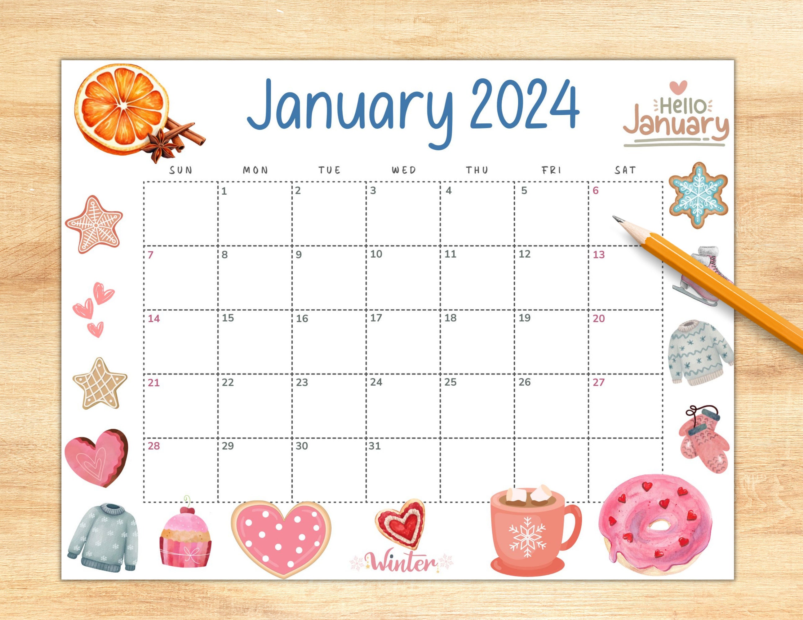 EDITABLE January 2024 Calendar, Printable Classroom Calendar Printable ...