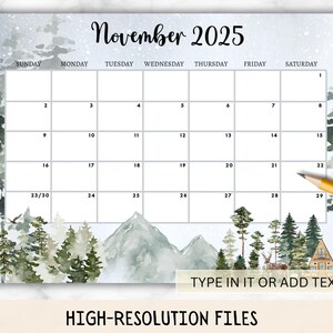 EDITABLE 2025 Calendar Bundle, Fillable Calendar, Cute Printable ...
