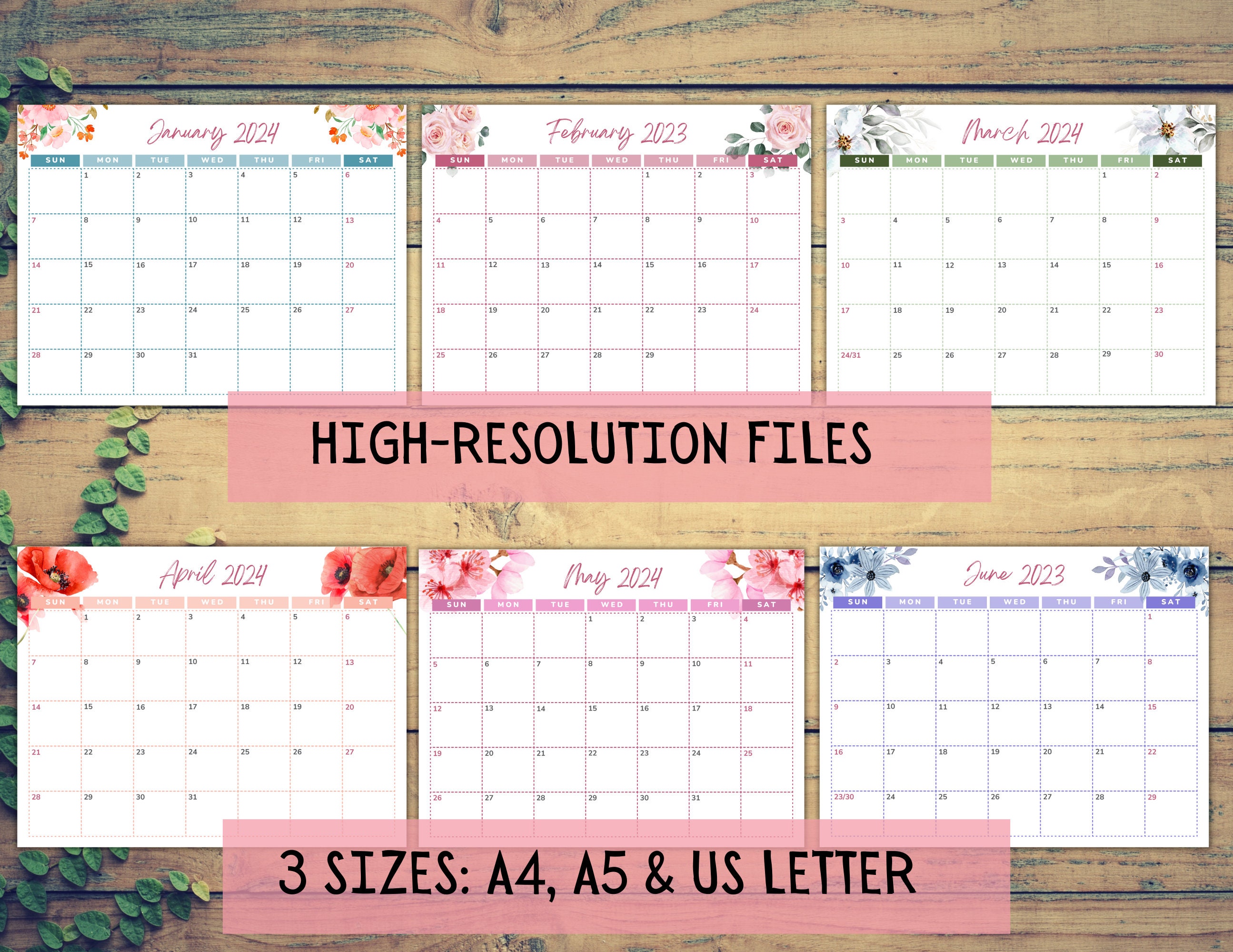 Calendar 2024 EDITABLE Fillable Printable Monthly Calendar Bundle Pack ...