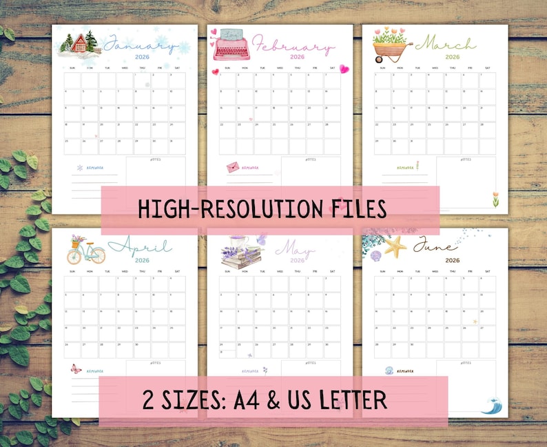 2026 EDITABLE Printable Watercolor Calendar,printable Fillable Monthly ...