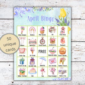 PRINTABLE April Easter Bingo Game With 50 Unique Bingo Cards, Bingo ...