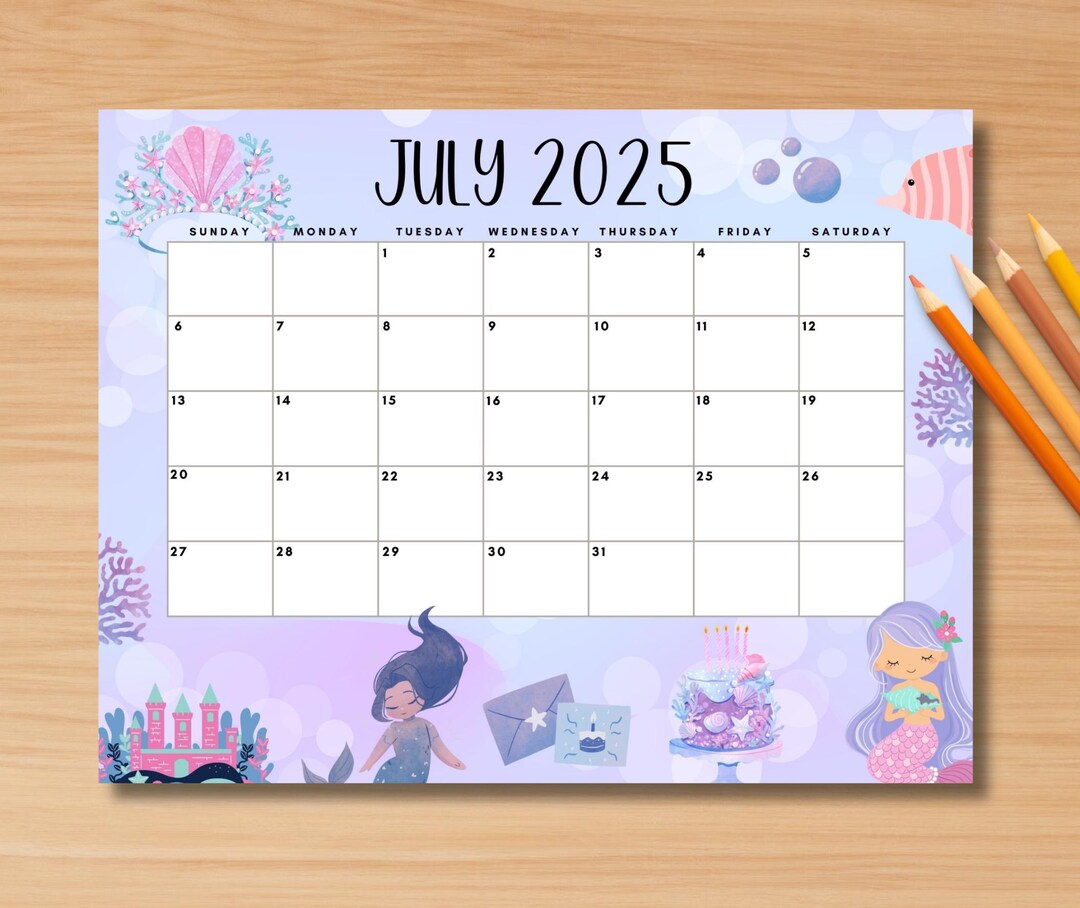 EDITABLE July 2025 Calendar, Printable Wall Calendar 2025, Cute ...