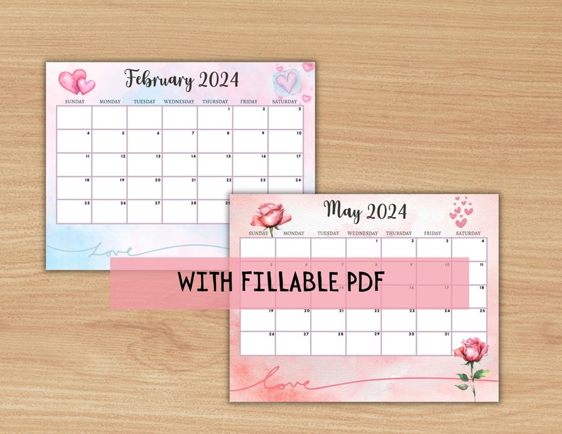EDITABLE Monthly Calendar 2024 Bundle, Printable Fillable 2024 Calendar ...