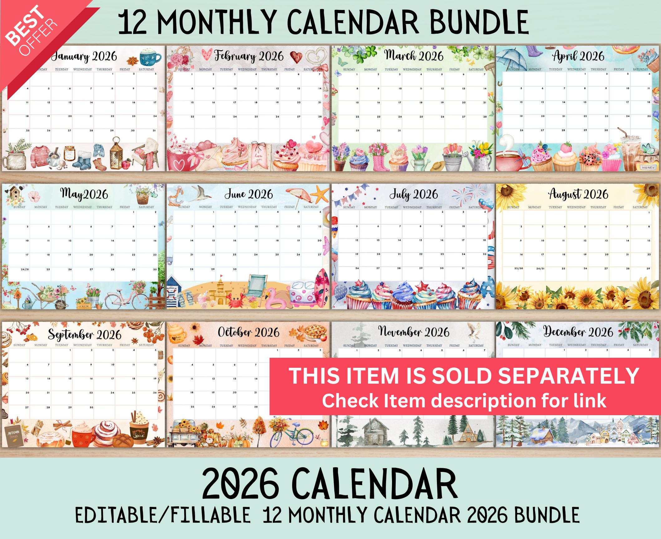 EDITABLE January 2026 Calendar, Cute Winter 2025 Planner PDF, Cute ...