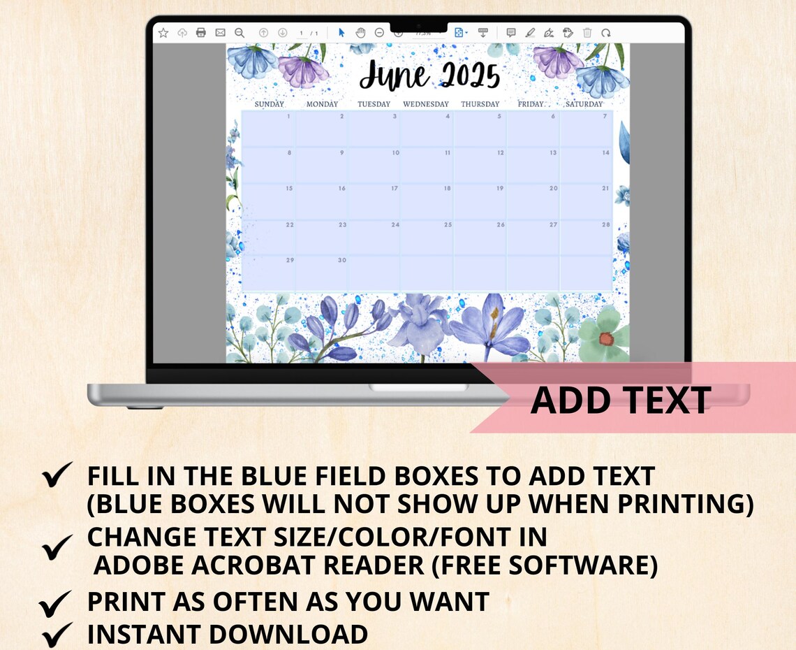 EDITABLE Calendar 2025 Bundle Pack W/ Flowers, Floral Calendar, Floral ...