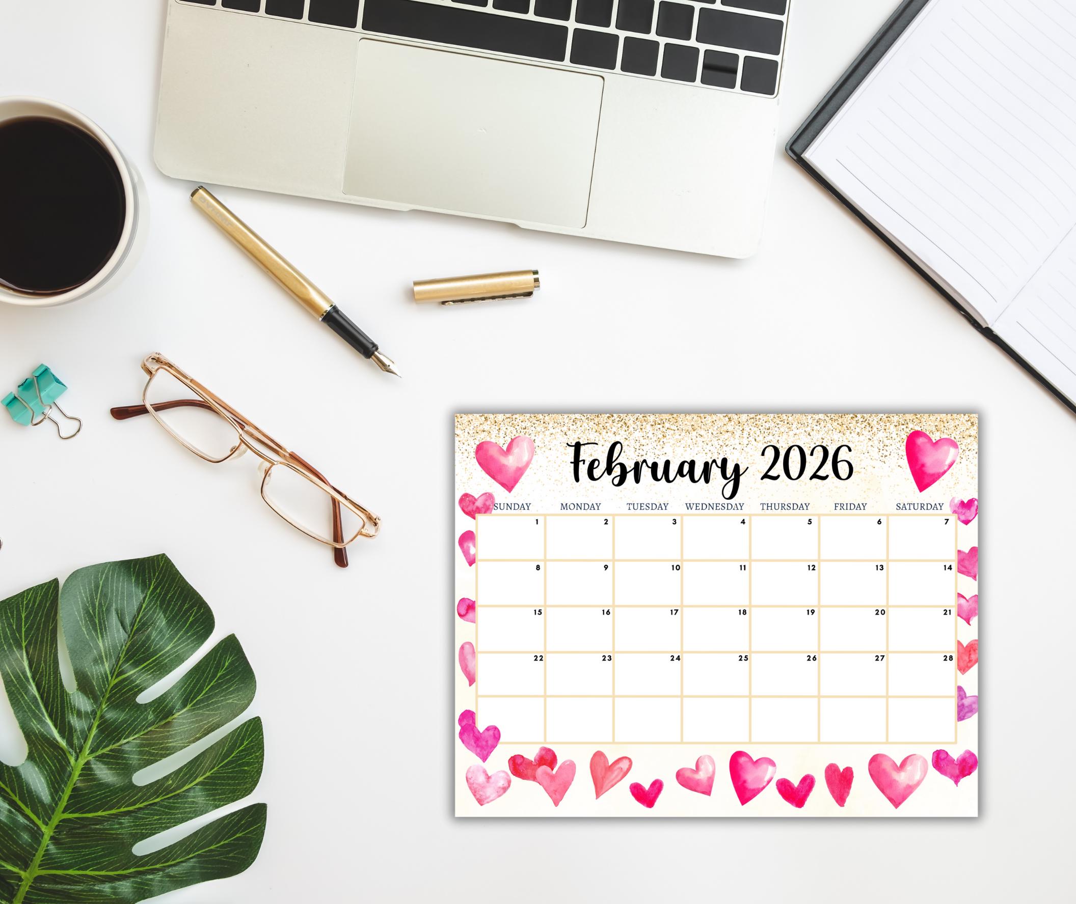 EDITABLE February 2026 Calendar, Cute Spring 2026 Planner PDF, Cute ...