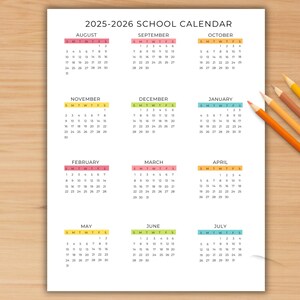 Editable School Year Calendar 2025-2026 School Calendar, Printable 2025 ...