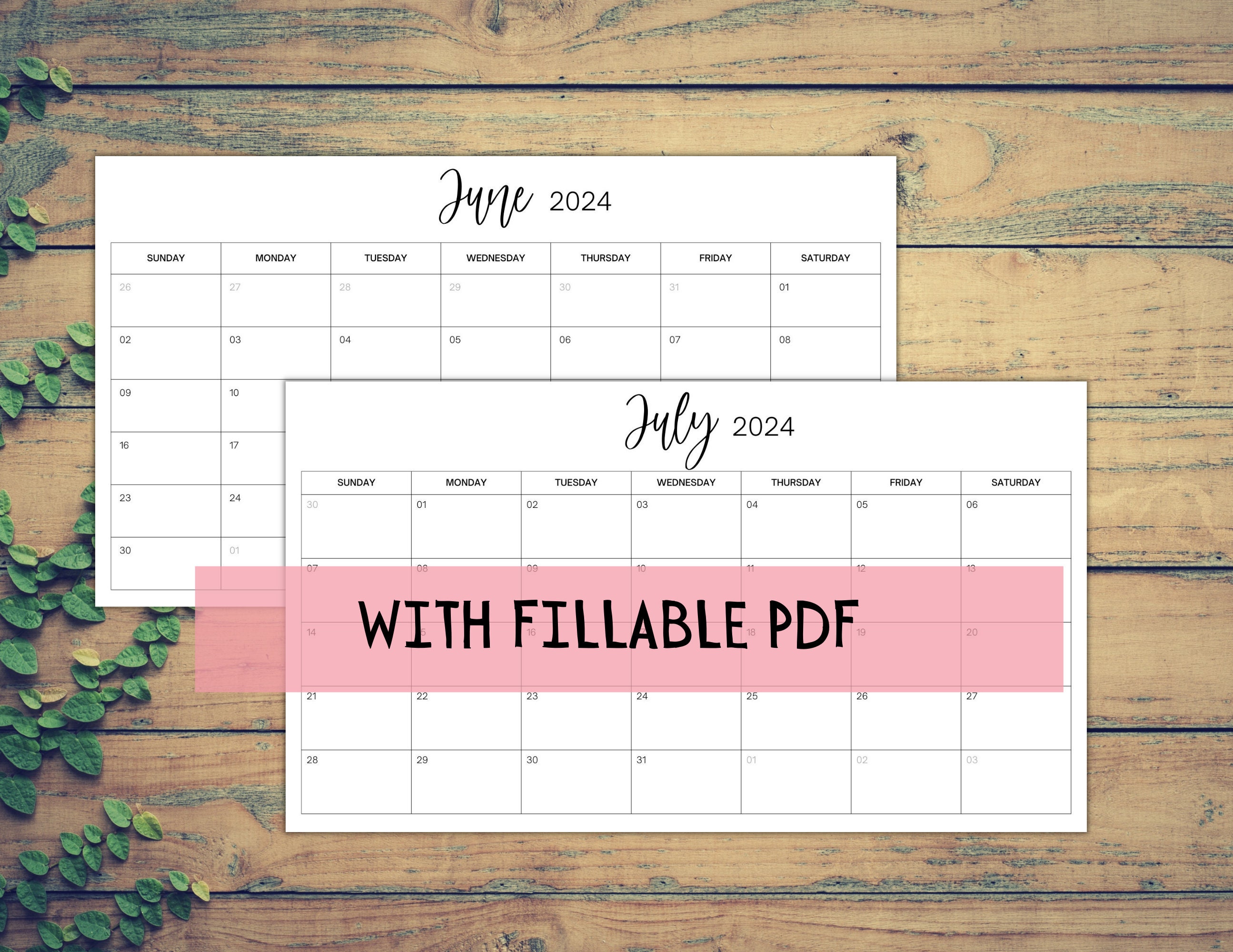 EDITABLE 2024 Calendar, Printable Minimalist Clean Calendar, Legal Size ...