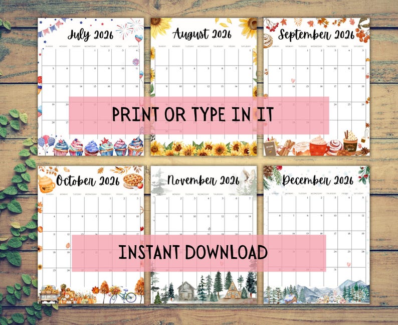 2026 EDITABLE Printable Wall Calendar, Printable Fillable Monthly ...