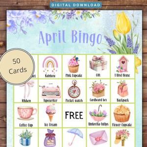 PRINTABLE April Easter Bingo Game With 50 Unique Bingo Cards, Bingo ...