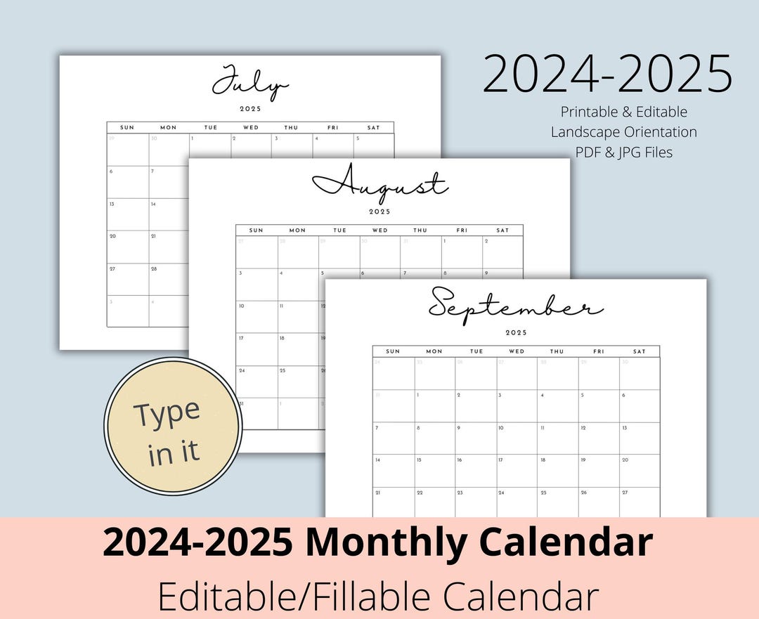 School Year Calendar Editable Printable 2024-2025 Bundle Monthly ...