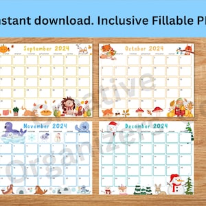 EDITABLE Monthly Calendar 2024 Bundle, Cute Whole Year 2024 Calendar ...