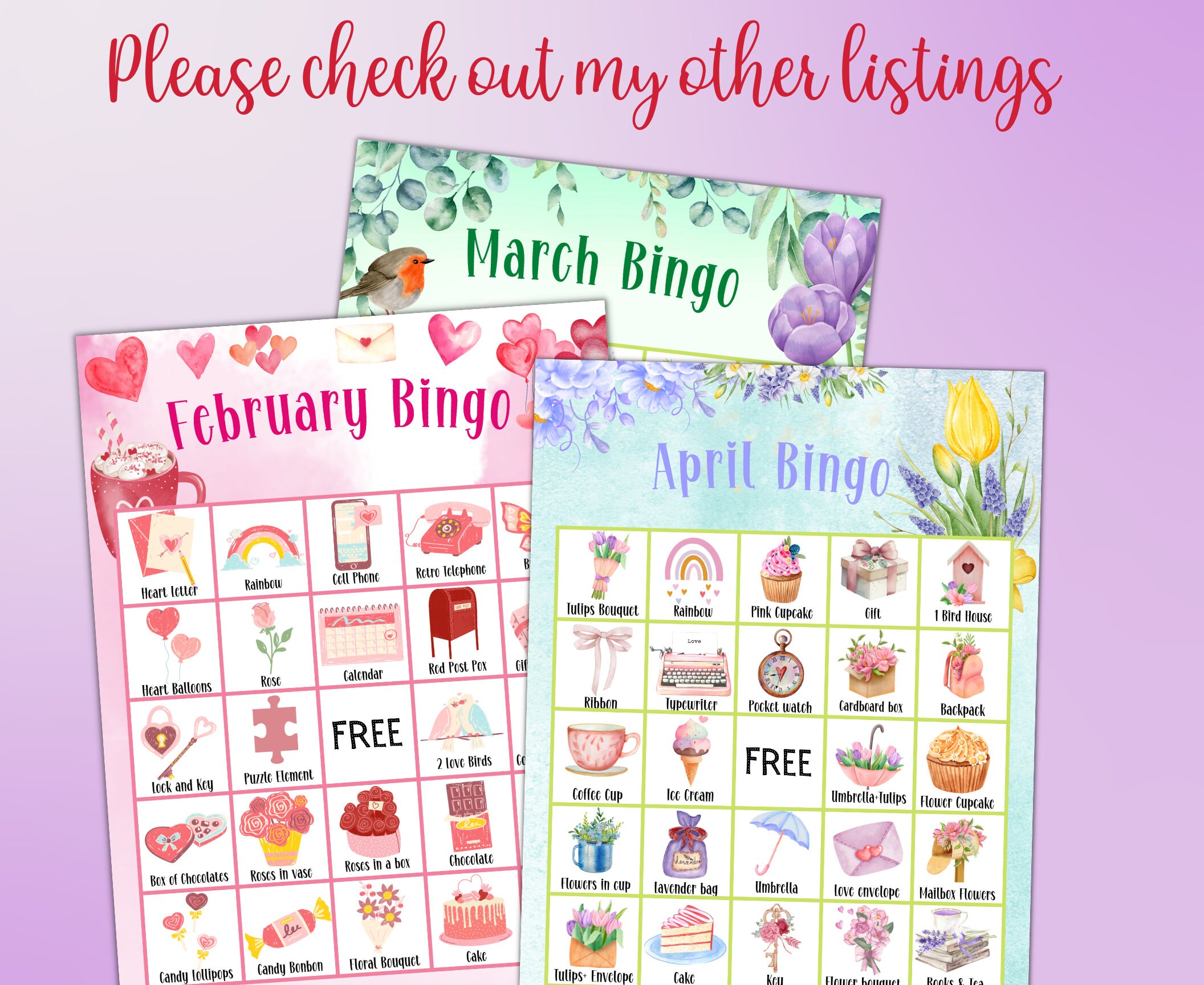 PRINTABLE MARCH Bingo Game With 40 Unique Bingo Cards, Bing Game ...